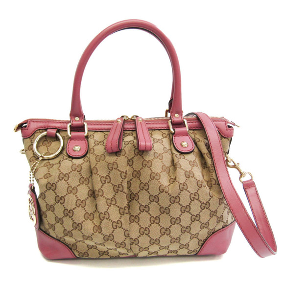 Gucci | Bags | Gucci Sukey 24792 Womens Gg Canvasleather ...